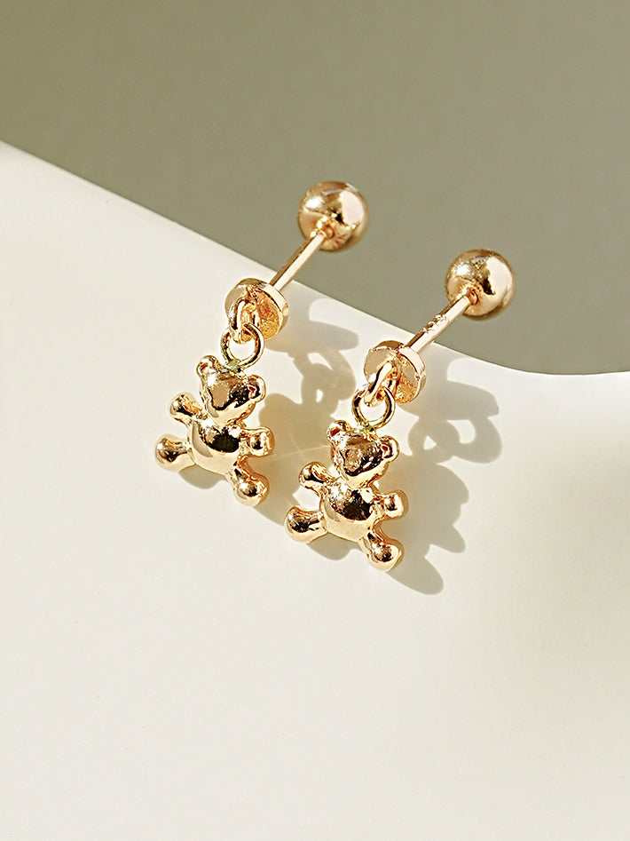 14K Gold Baby Teddy Bear Drop Cartilage Earring 20G – MinimalBijoux