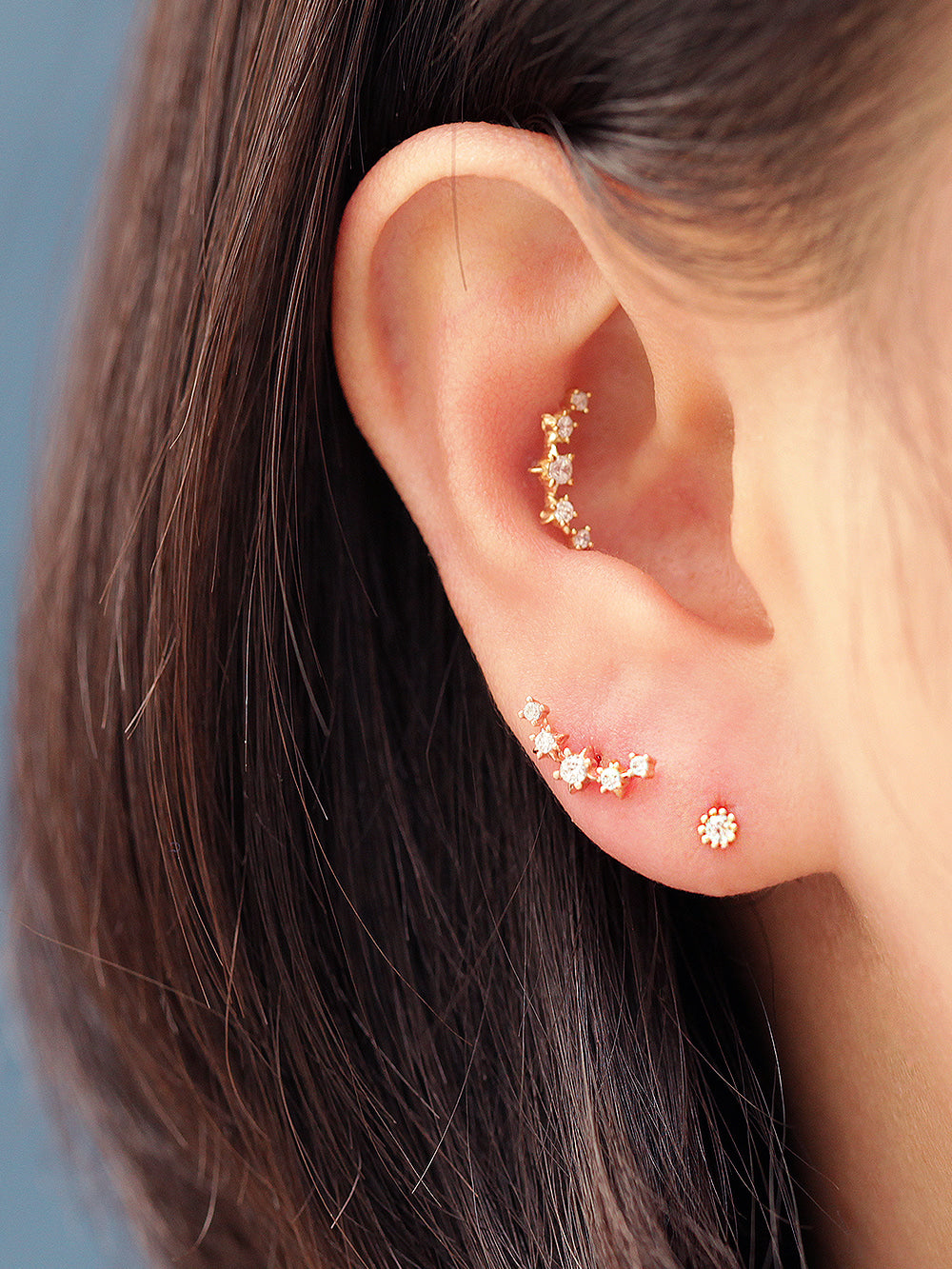 14K Gold Mini Twinkle Cubic Curve Cartilage Earring 20G – MinimalBijoux