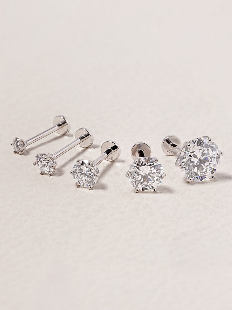 14K Solid Gold Lab Diamond Shine Classic Internally Threaded Labret Pi ...