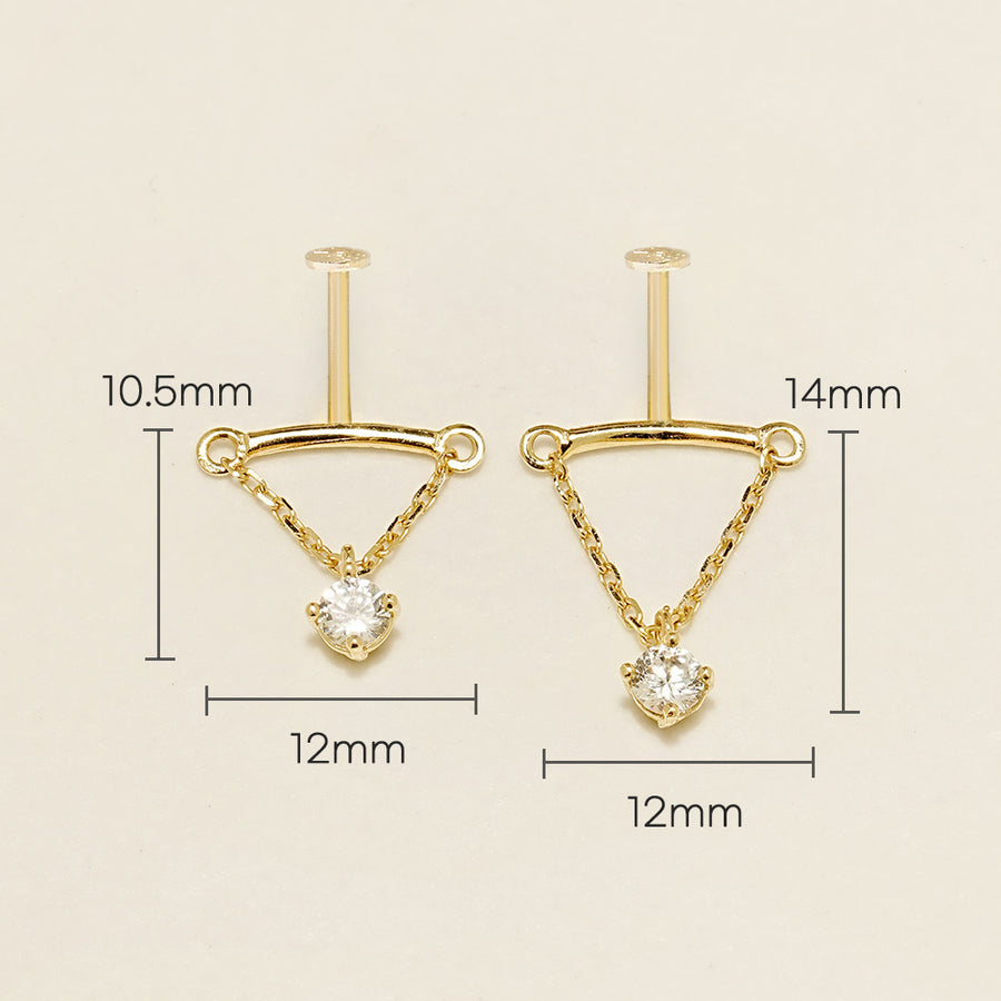 14K Gold Internally Threaded Moissanite Dia Hidden Helix Drop Cubic La ...