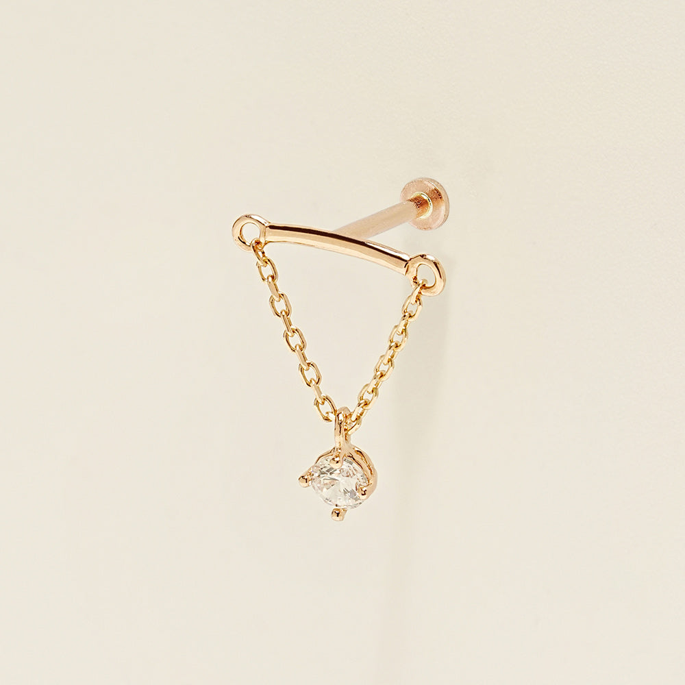 14K Gold Internally Threaded Moissanite Dia Hidden Helix Drop Cubic La ...