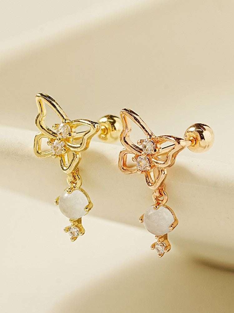 14K Gold Drop Butterfly Cartilage Earring 20G – MinimalBijoux