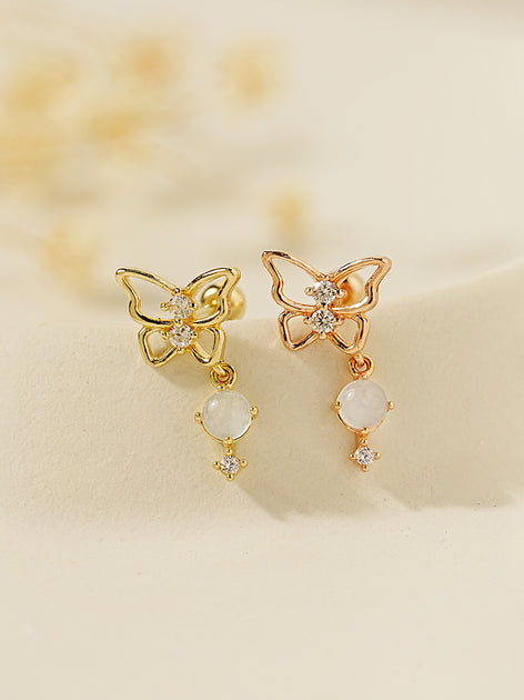 14K Gold Drop Butterfly Cartilage Earring 20G – MinimalBijoux