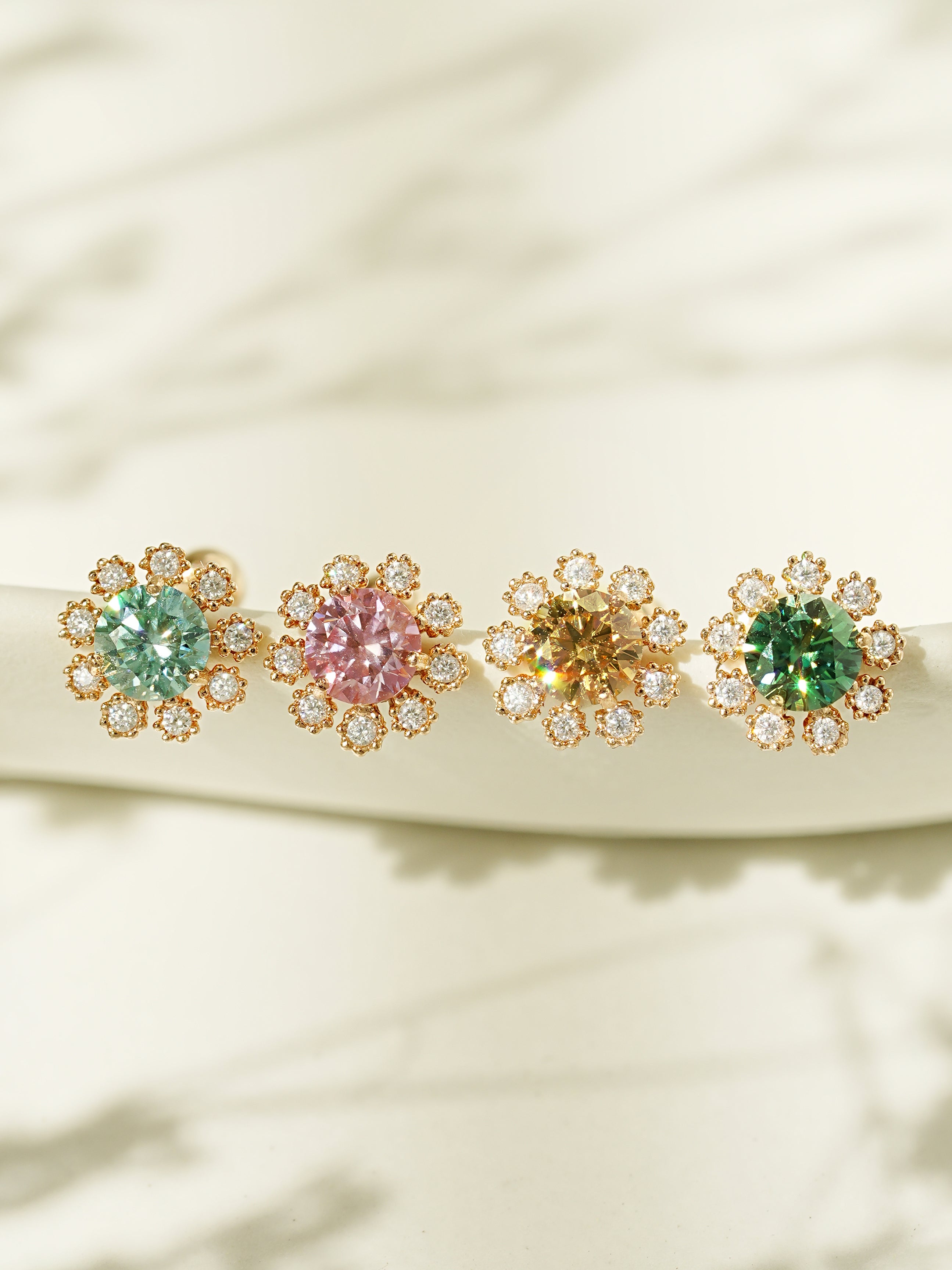 14K Gold Moissanite Colorful Daisy Cartilage Earring 20G18G16G ...