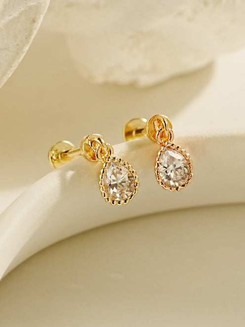14K Gold Minimi Tear Drop Internally Threaded Labret Piercing 20G18G16 ...
