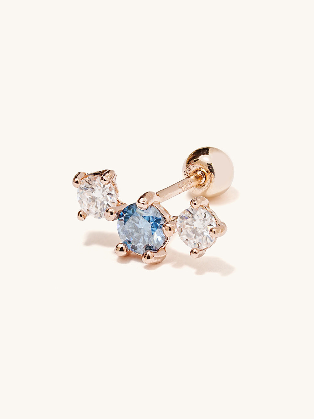14K Gold Moissanite Triple Color Dia Cartilage Earring 20G18G16G ...