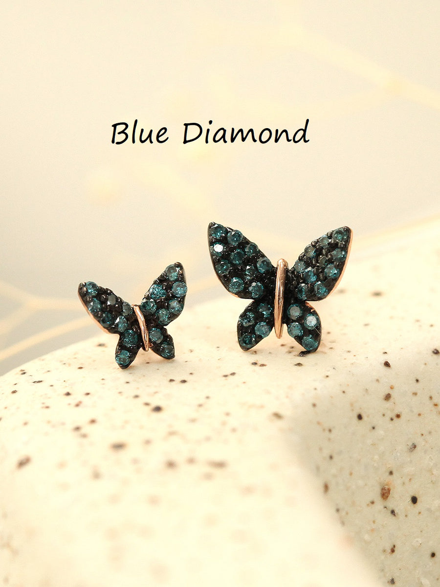 14K Gold Bling Blue Butterfly Cartilage Earring 20G – MinimalBijoux