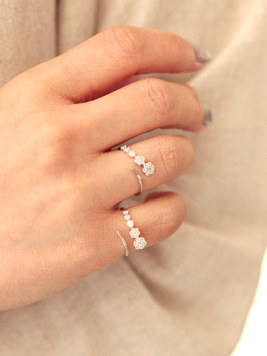 925 Silver Lovely Flower Cubic Open Ring – MinimalBijoux