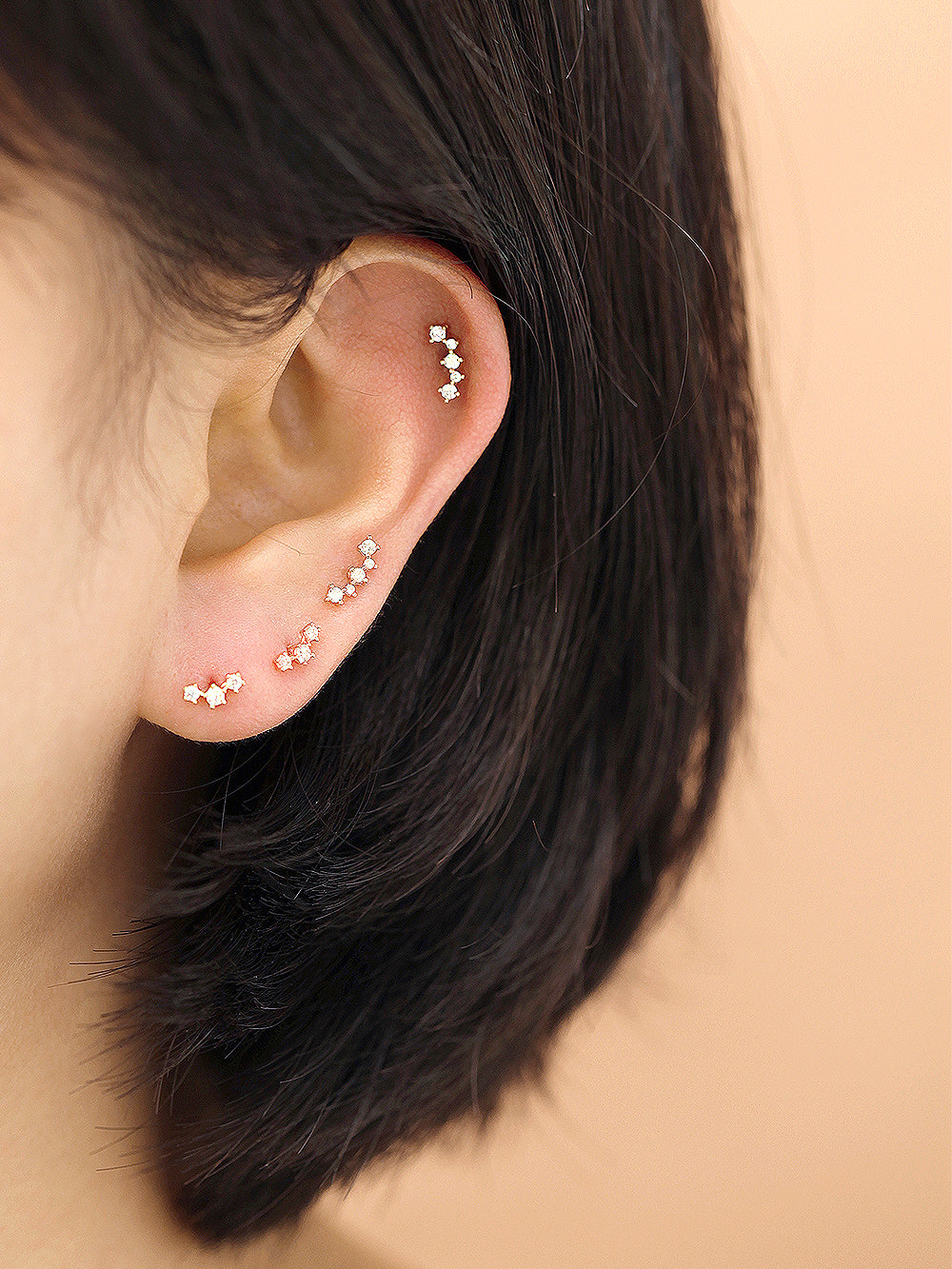 14K Gold Internal Cubic Curve Labret Piercing 18G16G – MinimalBijoux