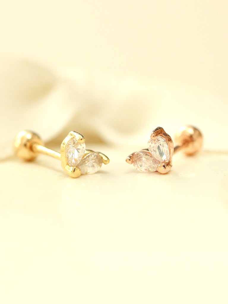 14K gold Mini Tear Drop Heart cartilage earring 20g – MinimalBijoux