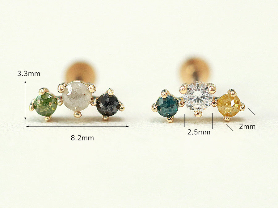 14K Gold Internal Rough Diamond Labret Piercing 18G16G – MinimalBijoux