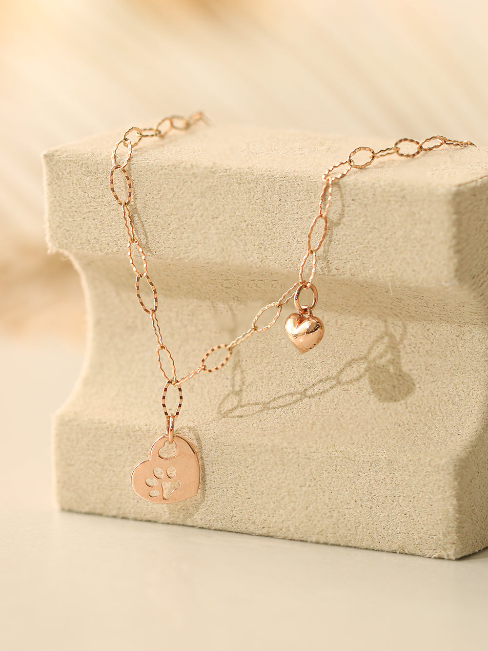 14K 18K Gold Footprint Heart Chain Anklet – MinimalBijoux