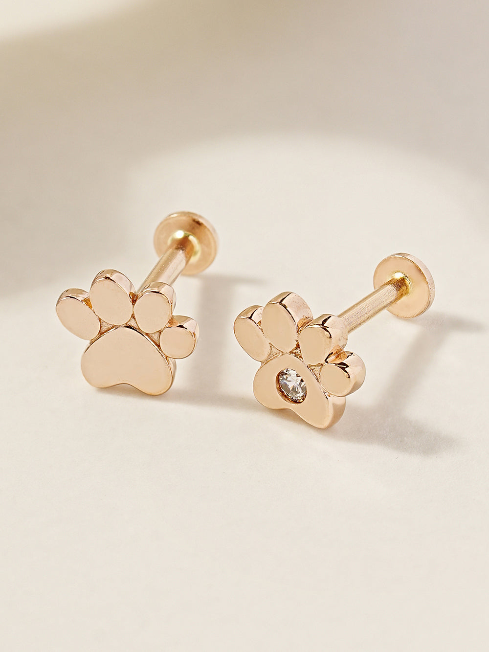 14K Gold Jelly Paw Internally Threaded Labret Piercing 18G16G ...