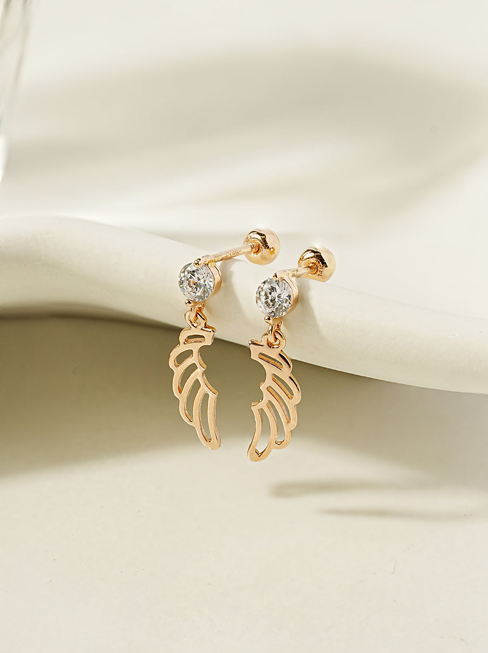 14K Gold Angel's Wing Drop Cartilage Earring 20G18G16G – MinimalBijoux