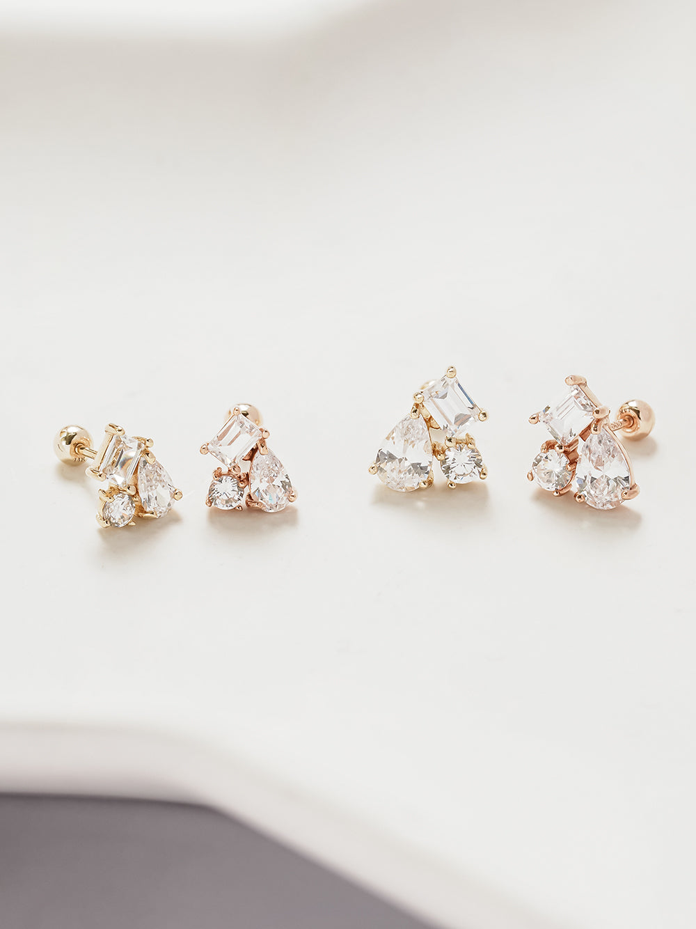 14K Gold Cluster Cubic Cartilage Earring 20G18G16G – MinimalBijoux