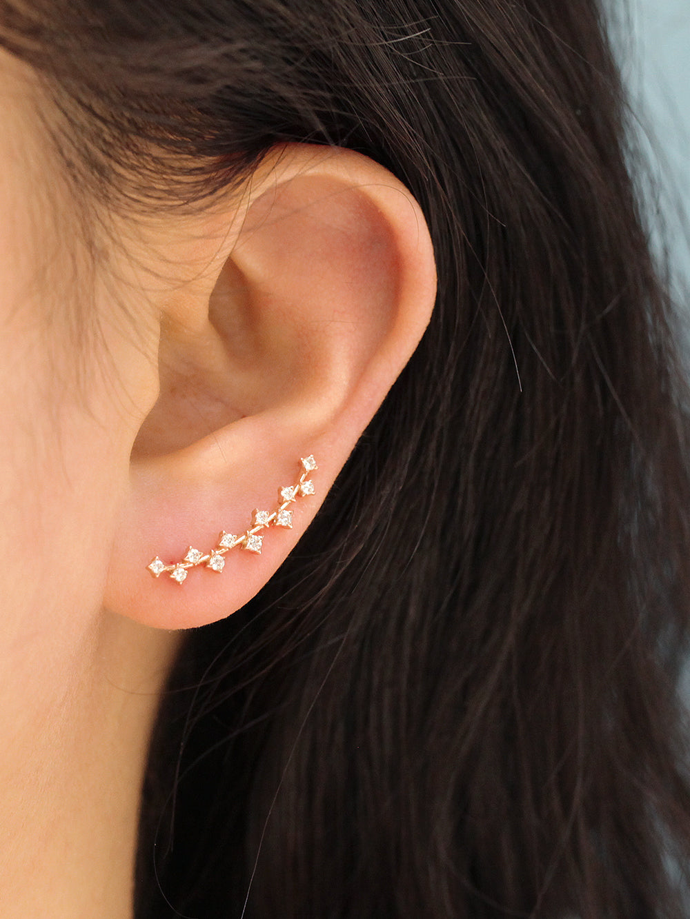 14K Gold Long Curve Cubic Cartilage Earring 20G18G16G – MinimalBijoux